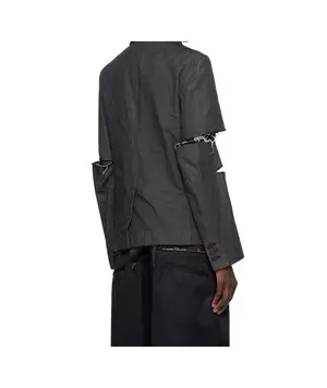 Comme Des Garçons Peter-pan Collar Ripped Overshirt