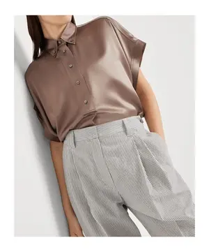 Brunello Cucinelli Short-sleeved Buttoned Blouse