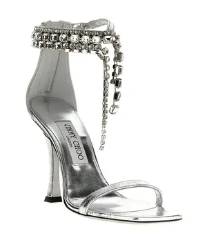 JIMMY CHOO Verity Embellished Strap Heeled Sandals