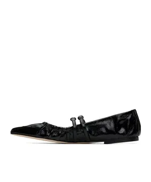 MSGM Calf Leather Ruched Ballet Flats