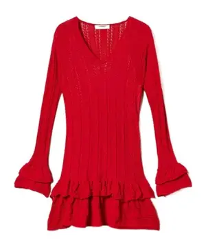 TWINSET Knitted Ruffled Mini Dress