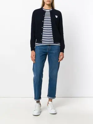 Play Comme Des Garcon Embroidered Heart Cardigan