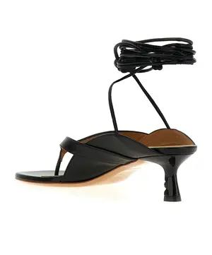 Off-White Lollipop Open Toe Lace-up Sandals - Black
