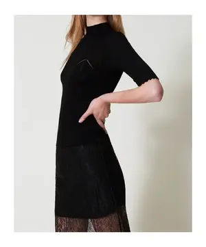 TWINSET Knitted T-shirt With Perforated Pattern
