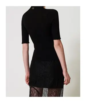 TWINSET Knitted T-shirt With Perforated Pattern