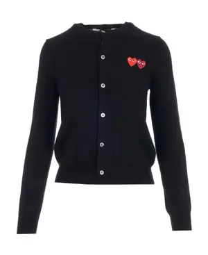 Play Comme Des Garcon Logo Embroidered Buttoned Cardigan