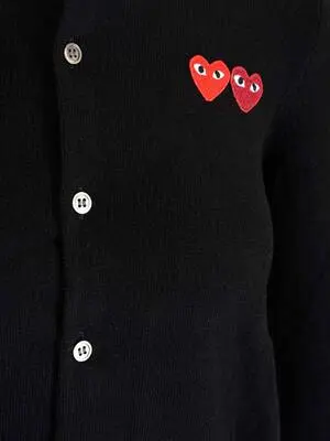 Play Comme Des Garcon Logo Embroidered Buttoned Cardigan