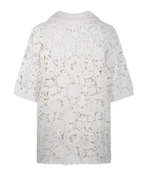 P.a.r.o.s.h Floral Embroidered Knit Polo Top