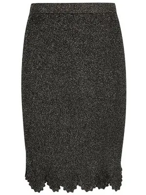Chloé Ribbed Knitted Scallop Midi Skirt