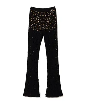 TWINSET Floral-crochet Flared Trousers - Black