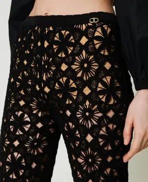 TWINSET Floral-crochet Flared Trousers