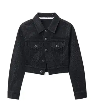 Alexander Wang Embellished Collared Denim Jacket