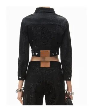 Alexander Wang Embellished Collared Denim Jacket