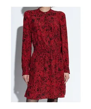 Zadig&Voltaire Refla Logo Patterned Long Sleeve Dress