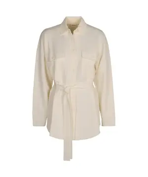 P.a.r.o.s.h Collared Long-sleeve Belted Shirt - Nude