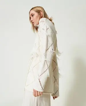 TWINSET Feather-detail Open-knit Cardigan