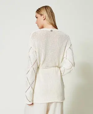 TWINSET Feather-detail Open-knit Cardigan