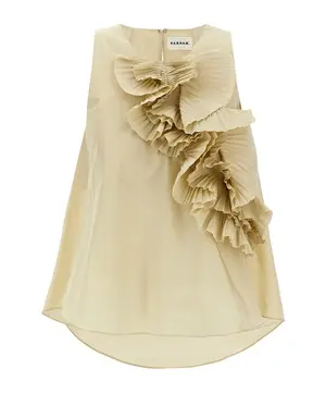 P.a.r.o.s.h Pimpy Pleated Detail Sleeveless Top - Beige