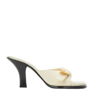 Burberry Bay Leather Mules - Nude
