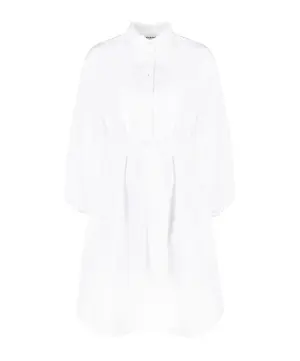 P.a.r.o.s.h Belted Horn Skirt Midi Dress - White