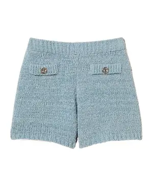 TWINSET Oval T Button-detail Shorts - Blue
