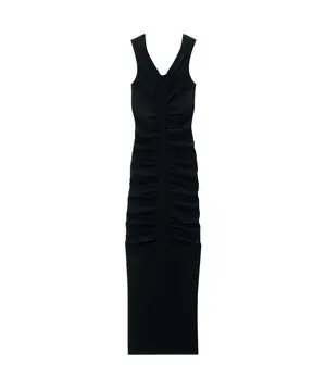 Alexander Wang Ruched Wide V-neck Maxi Dress