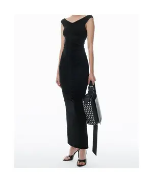 Alexander Wang Ruched Wide V-neck Maxi Dress