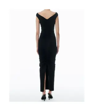 Alexander Wang Ruched Wide V-neck Maxi Dress