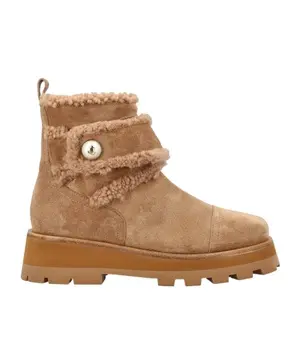 JIMMY CHOO Shearling-trimmed Platform Boots