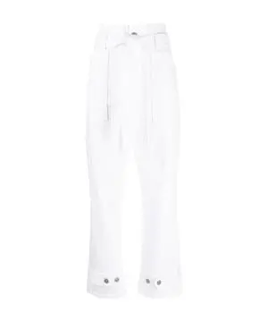 P.a.r.o.s.h Cropped Belted Paperbag-waist Trousers - White
