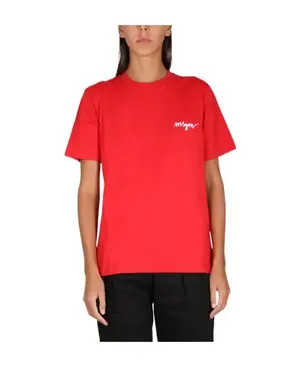 MSGM Chest-logo Crew Neck T-shirt - Red