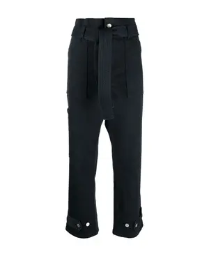 P.a.r.o.s.h Cropped Belted Paperbag-waist Trousers - Black