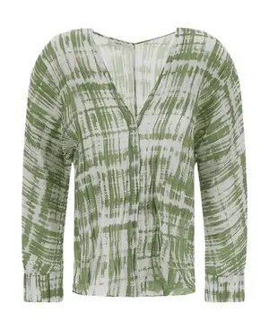 Vince Tie-dye Long-sleeve Silk Blouse