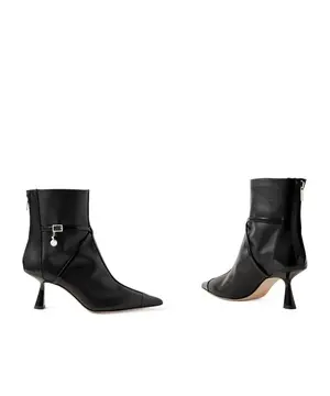 JIMMY CHOO 70mm Pearl-embellished Pointed-toe Boots - Black