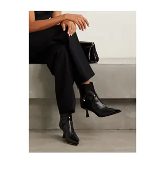 JIMMY CHOO 70mm Pearl-embellished Pointed-toe Boots