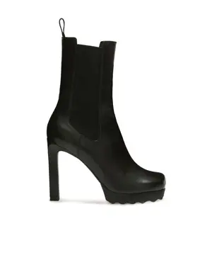 Off-White Round Toe High Heel Boots