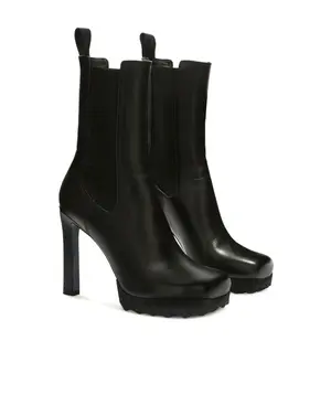 Off-White Round Toe High Heel Boots