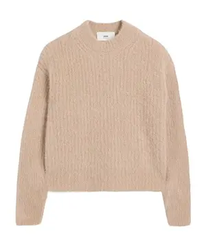 AMI Paris Chunky Knitted Crewneck Jumper - Beige