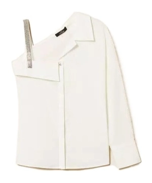 TWINSET One-shoulder Embellished Shirt - White