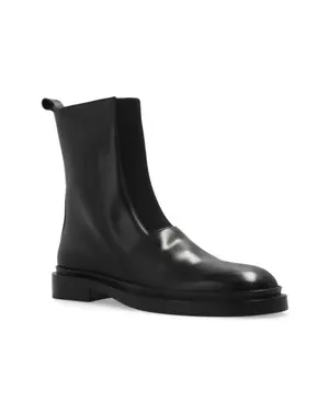 JIL SANDER Leather Round-toe Ankle Boots