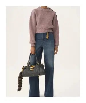 Chloé Mock-neck Cropped Knit Jumper - Gray