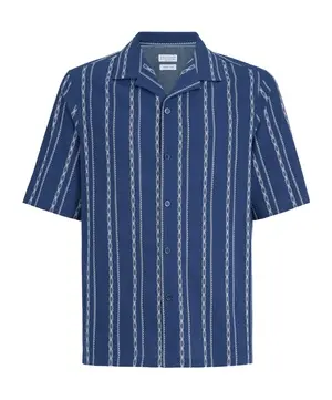 Brunello Cucinelli Stripe Short-sleeve Shirt