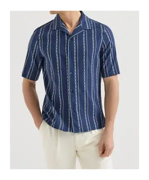 Brunello Cucinelli Stripe Short-sleeve Shirt
