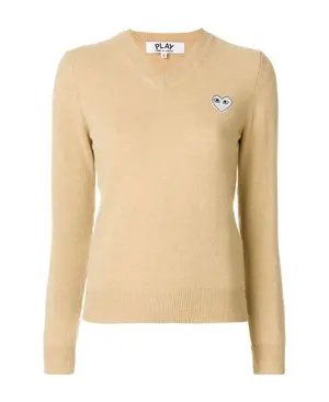 Play Comme Des Garcon V-neck Knitted Wool Sweater