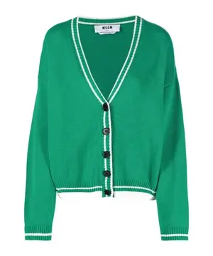MSGM Striped-edge Knitted Cardigan - Green