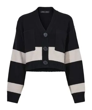 Proenza Schouler Sofia Striped Wool-blend Cardigan - Black