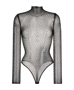 Khaite Sheer Fena Bodysuit - Gray