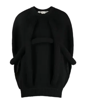 Comme Des Garçons Appliqué-detail Chunky-knit Jumper - Black