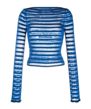 Proenza Schouler White Label Striped Straight Hem Jumper - Blue