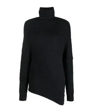 Proenza Schouler Fuzzy Boucle Asymmetric Sweater - Black